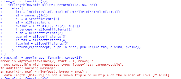 Error in x@ptr$writeValues(v, start - 1, nrows) : Not compatible with requested type: [type=list ...