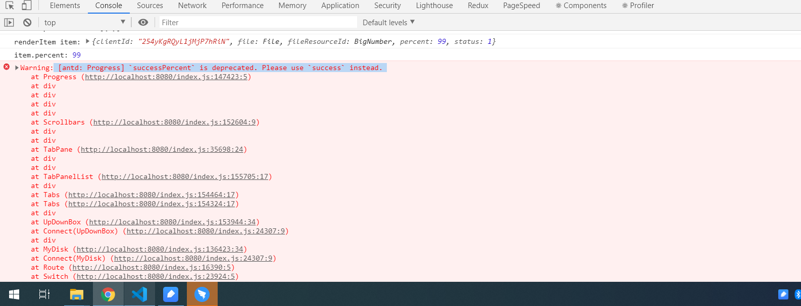 [antd: Progress] `successPercent` is deprecated. Please use `success ...