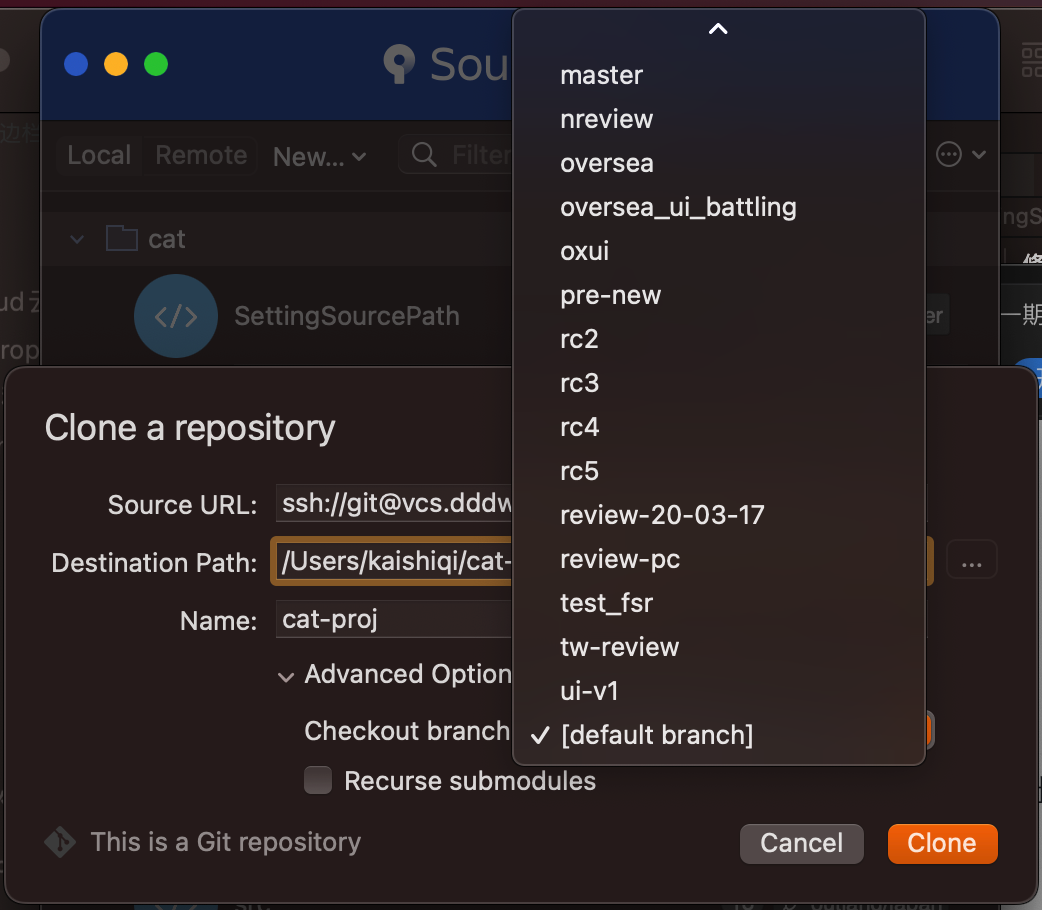[feature Request] Added Advanced Options To The Clone Interface · Issue 1947 · Fork Dev Tracker