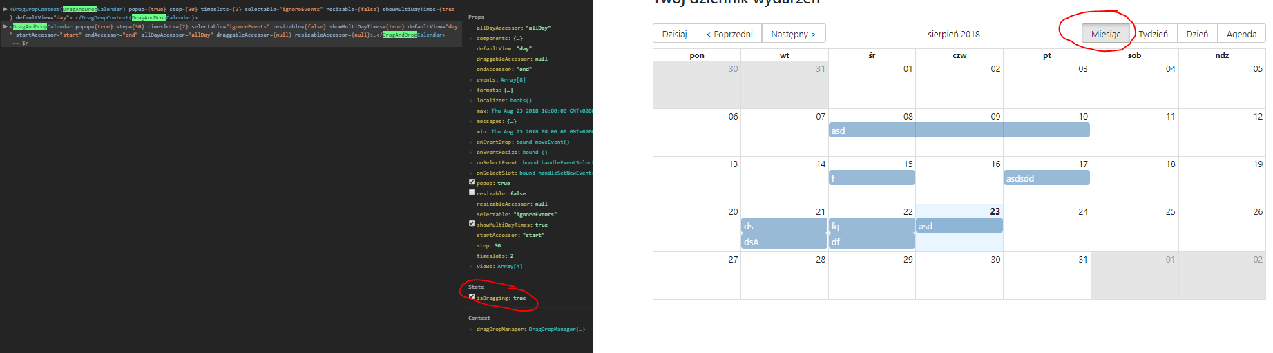If Defaultdate Is Not Set Then Thisstateisdragging In My Draganddropcalendar Component Is