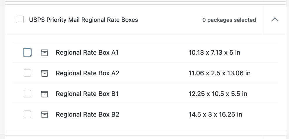 Regional boxes (A1, A2, B1, B2) have been discontinued by USPS. · Issue ...