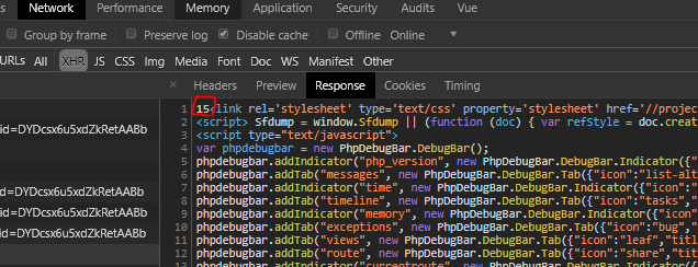 Ajax response made invalid due to debugbar injection · Issue #885 ...