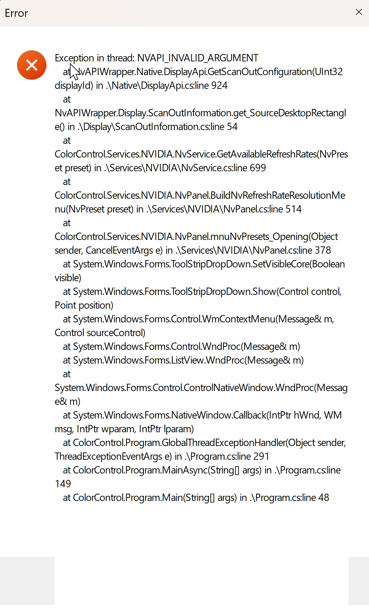 The app throws exceptions · Issue #258 · Maassoft/ColorControl · GitHub