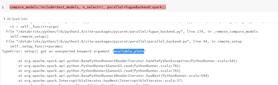 [BUG]: FugueBackend with spark backend · Issue #2322 · pycaret/pycaret · GitHub