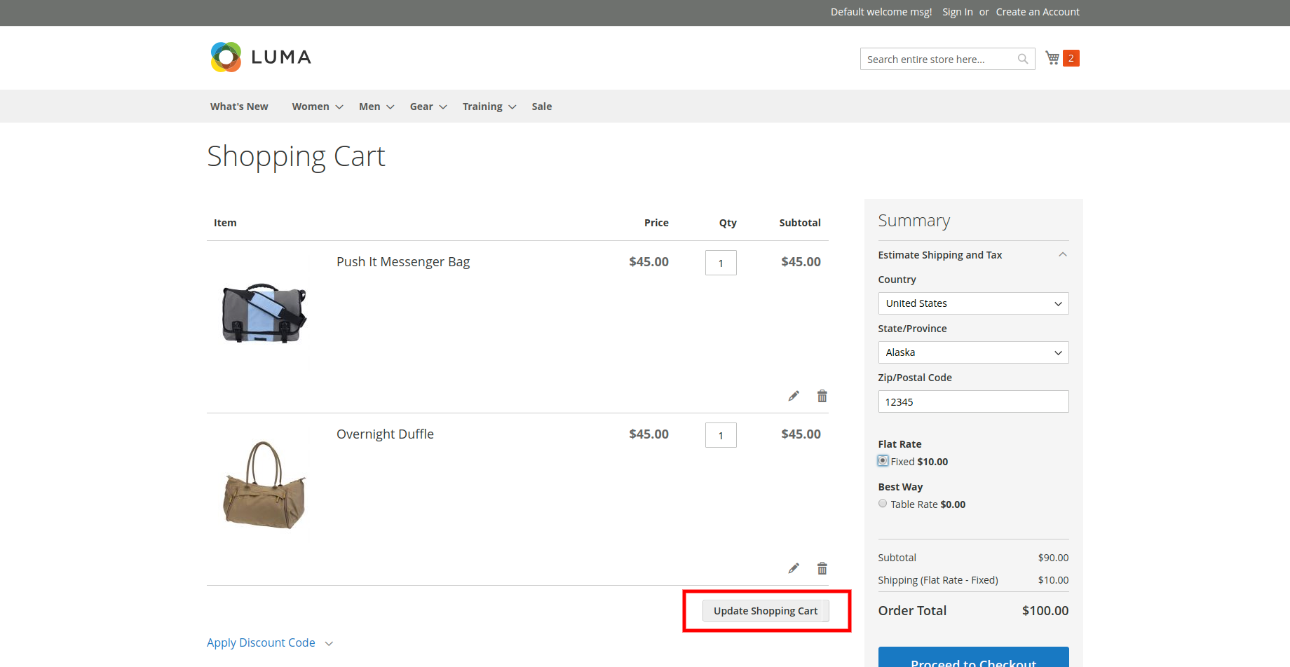 "Estimate Shipping and Tax" data is cleared after click button "Update Shopping Cart" · Issue ...