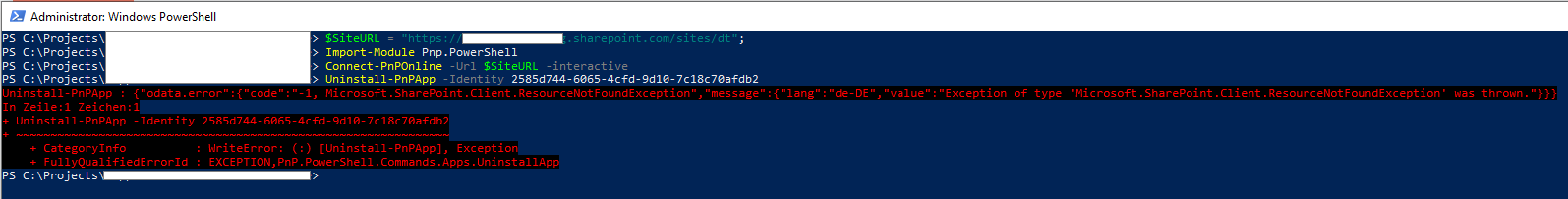 Uninstall-PnPApp :: Microsoft.SharePoint.Client.ResourceNotFoundException · Issue #371 · pnp ...