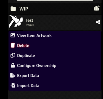Issue: Deleting weapons retains "ghost" copy of item in items tab · Issue #108 · JDCalvert/FVTT ...