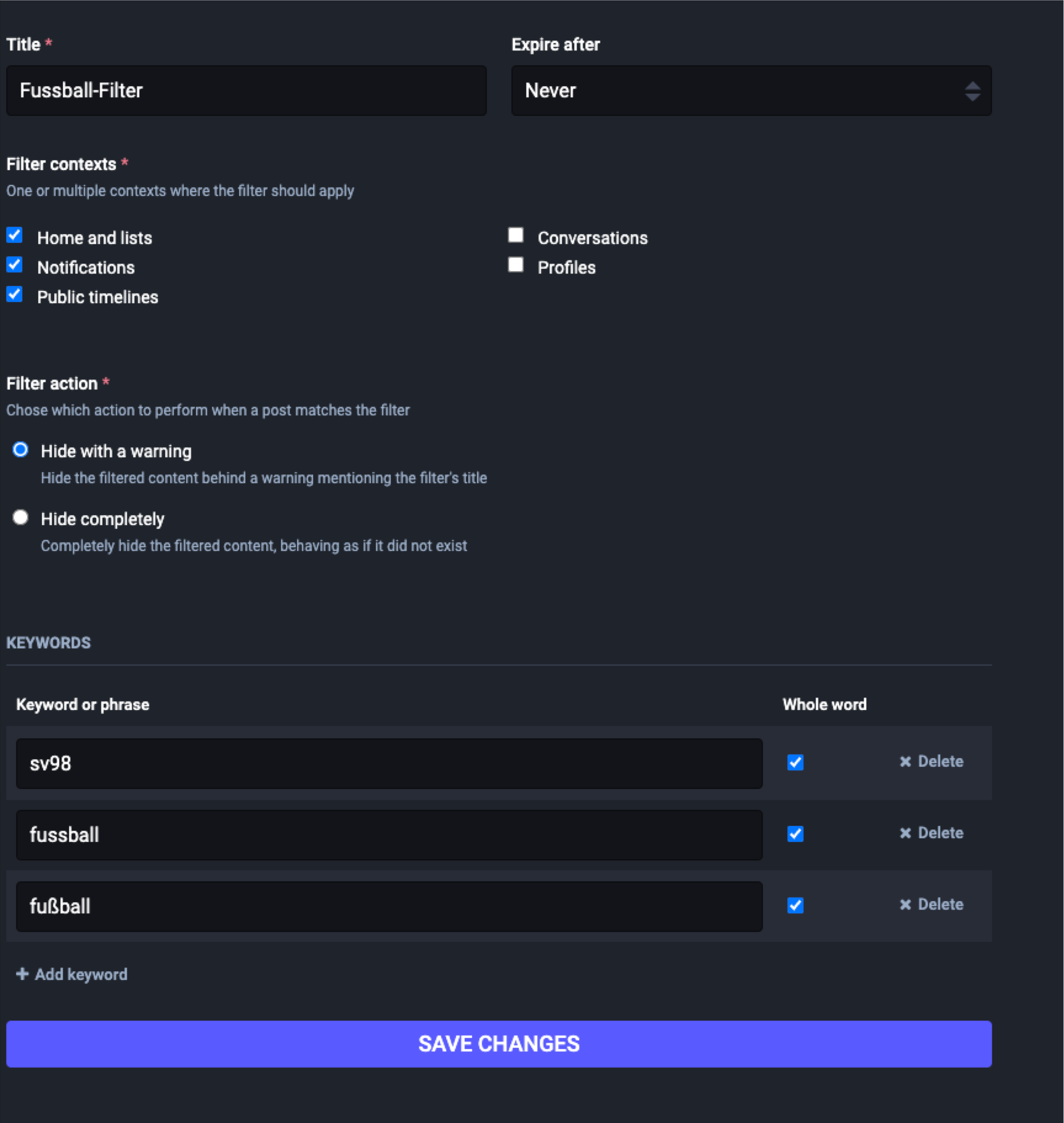 Respect Keyword Mutes from Website · Issue #487 · tooot-app/app · GitHub