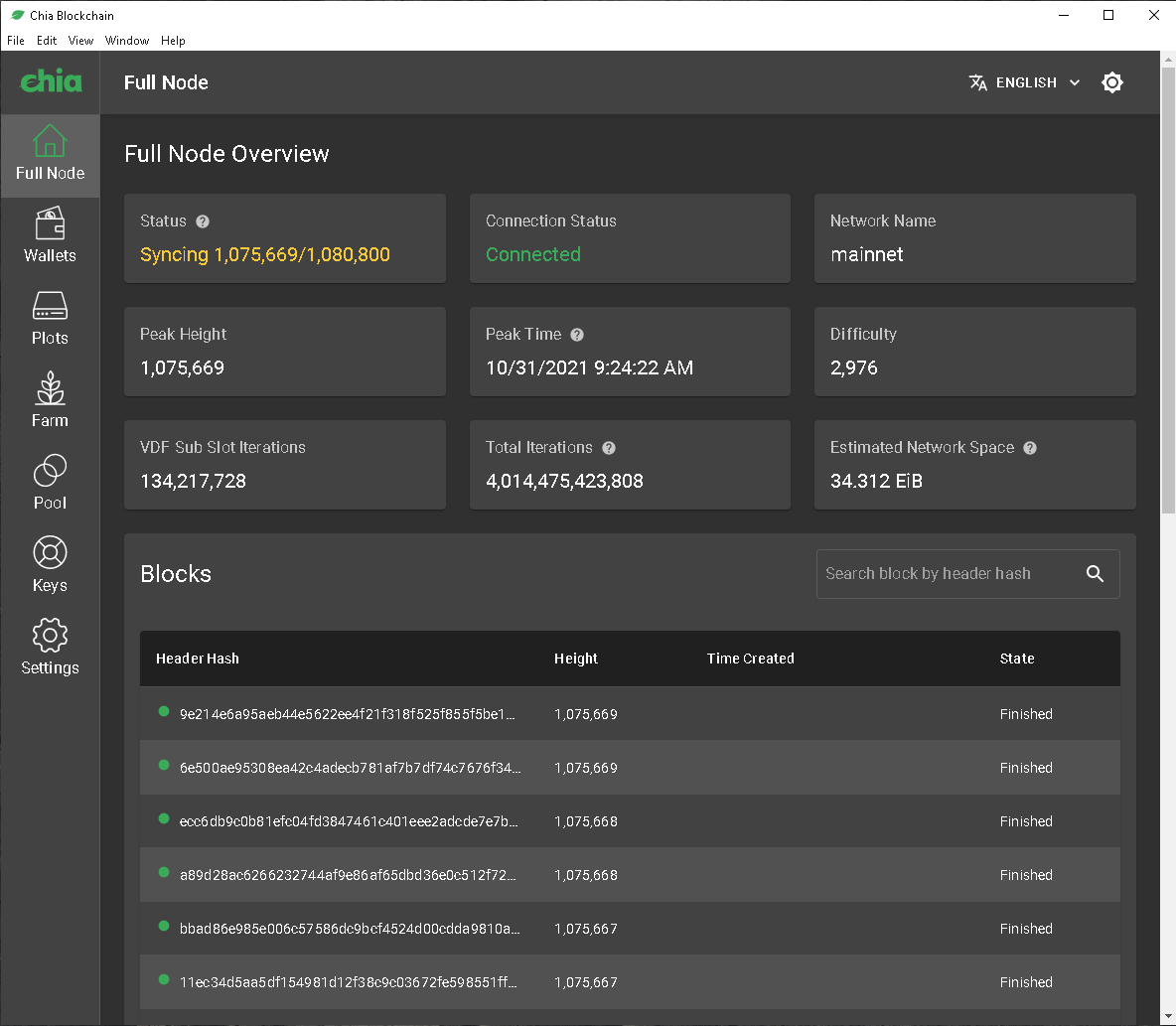 [BUG] Stuck syncing 1,075,669 · Issue #9077 · Chia-Network/chia-blockchain · GitHub