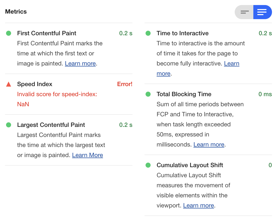 Invalid score for speed-index: NaN · Issue #11154 · GoogleChrome/lighthouse · GitHub
