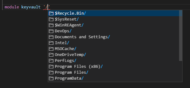 VSCode Bicep externsion 0.9.1 path enumeration with module · Issue #7820 · Azure/bicep · GitHub