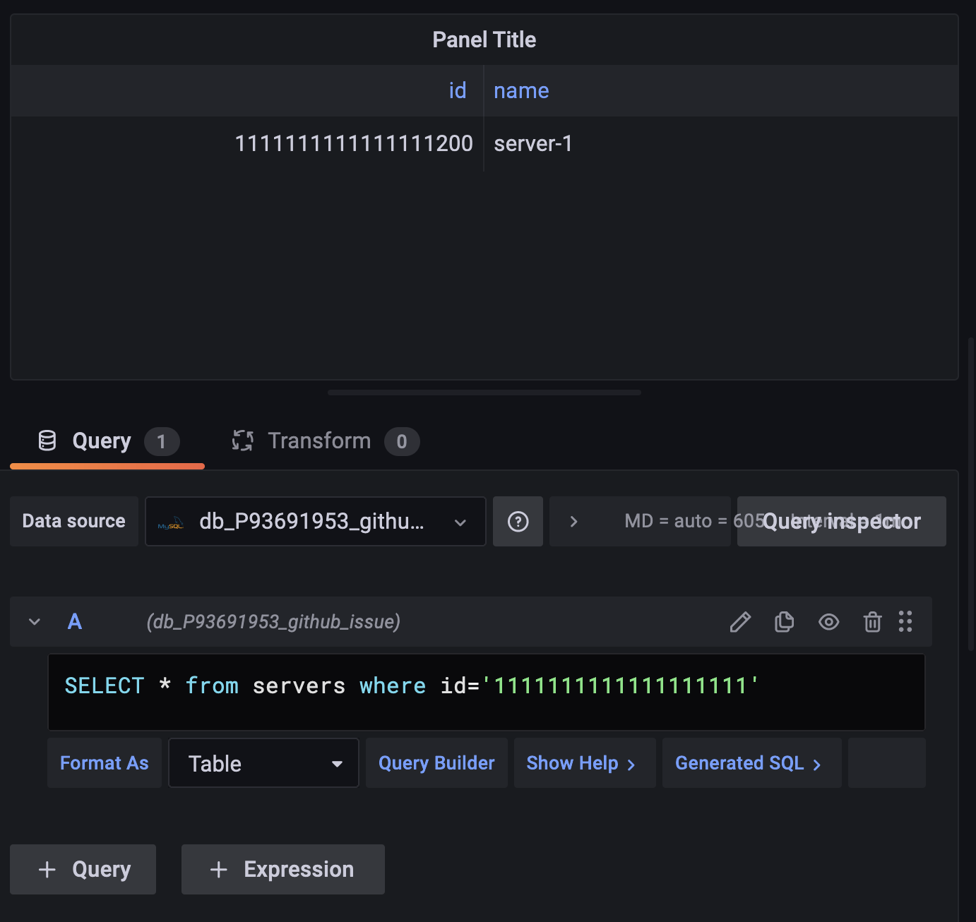 Mysql Query Returns Wrong Value For Bigint20 Column · Issue 72140 · Grafanagrafana · Github