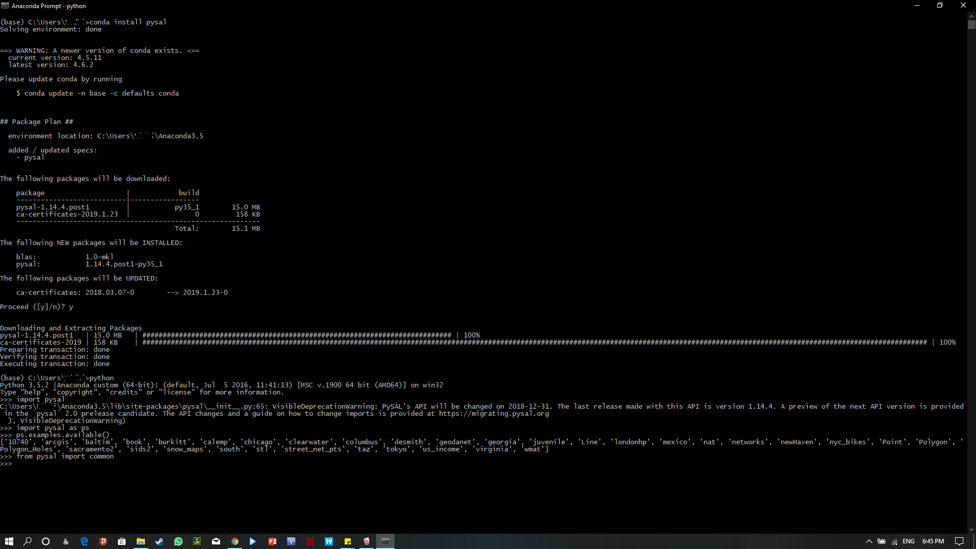 AttributeError: module 'pysal' has no attribute 'common' · Issue #1065 · pysal/pysal · GitHub