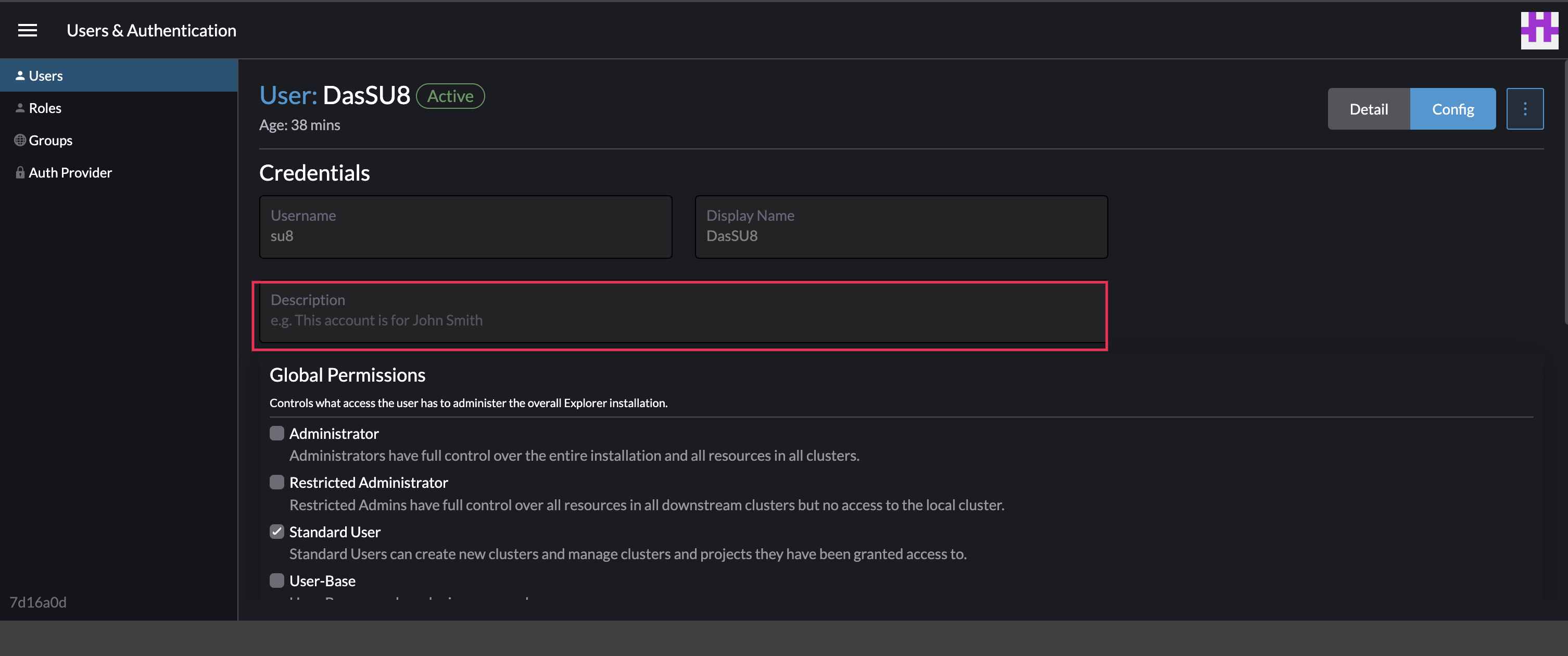 Update User : Description field is NOT populating the value · Issue #7839 · rancher/dashboard ...
