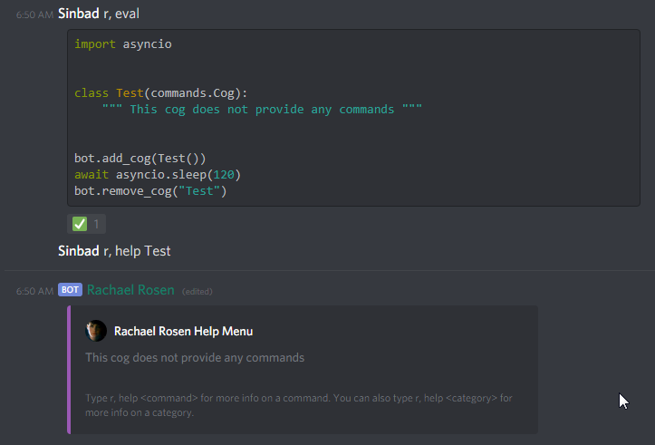 [Core] Output of help command for cogs without commands should have a friendly message · Issue ...