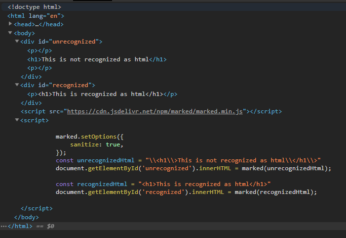 Html detection for sanitize is not reliable · Issue #1328 · markedjs/marked · GitHub