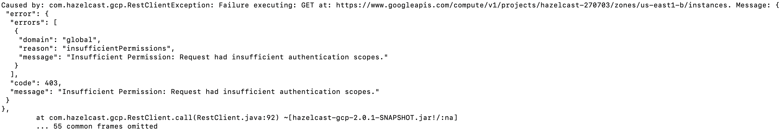 Improve error messages when GCP Plugin is misconfigured · Issue #8 · hazelcast/hazelcast-gcp ...
