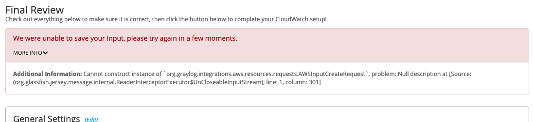 Aws Input Error · Issue 237 · Graylog2 Graylog Plugin Integrations · Github