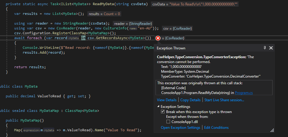 Error Reading Decimal Value From Quoted String With Comma Thousands Separator (en-AU) · Issue ...