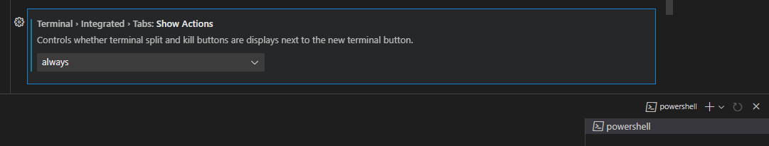 Terminal split button no longer available when bottom panel alignment is set to Justify · Issue ...