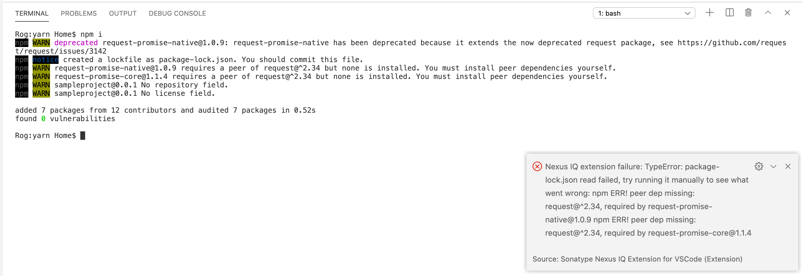 Ambiguous error message (npm list) · Issue #131 · sonatype-nexus-community/vscode-iq-plugin · GitHub