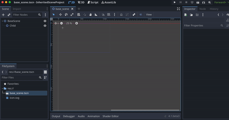 Inherited scene children names in the scene inspector lose yellow color upon switching tabs ...