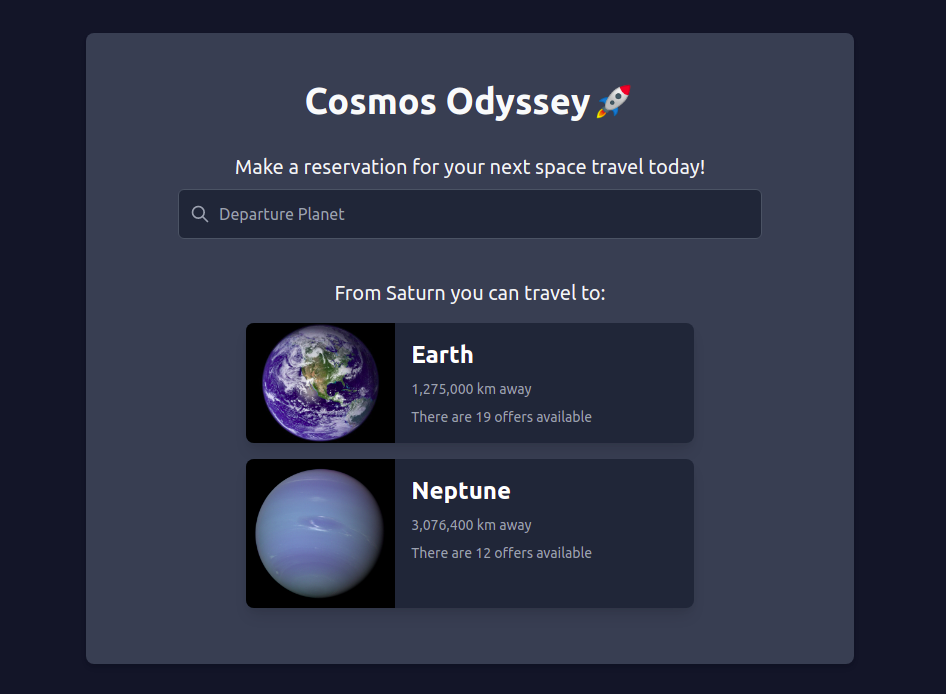GitHub - ClevenL/cosmos-odyssey: Webapplication for your space ...