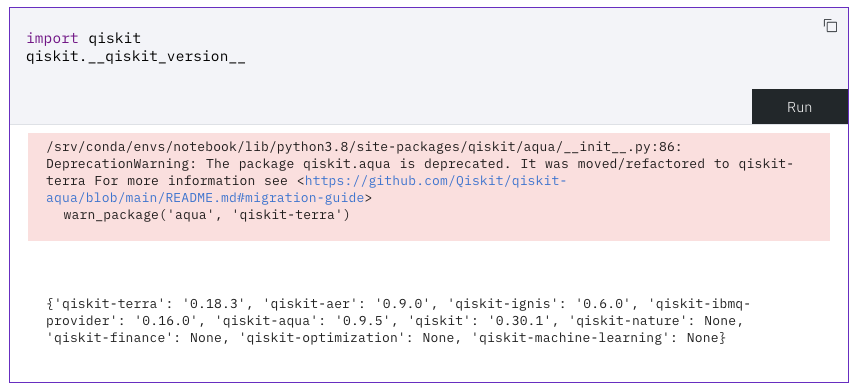 [Code Cell Code] "Deprecation Warning" in code cells · Issue #429 · Qiskit/platypus · GitHub