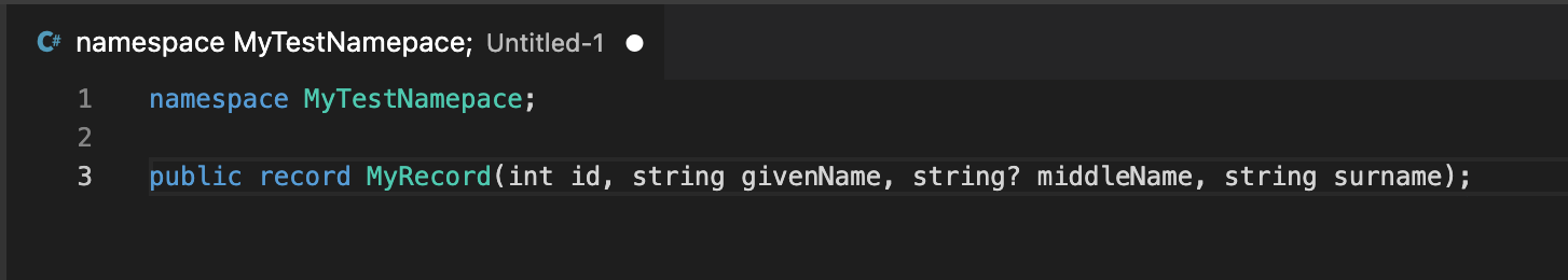 C# syntax highlighting broken by file-scoped namespace · Issue #136886 · microsoft/vscode · GitHub
