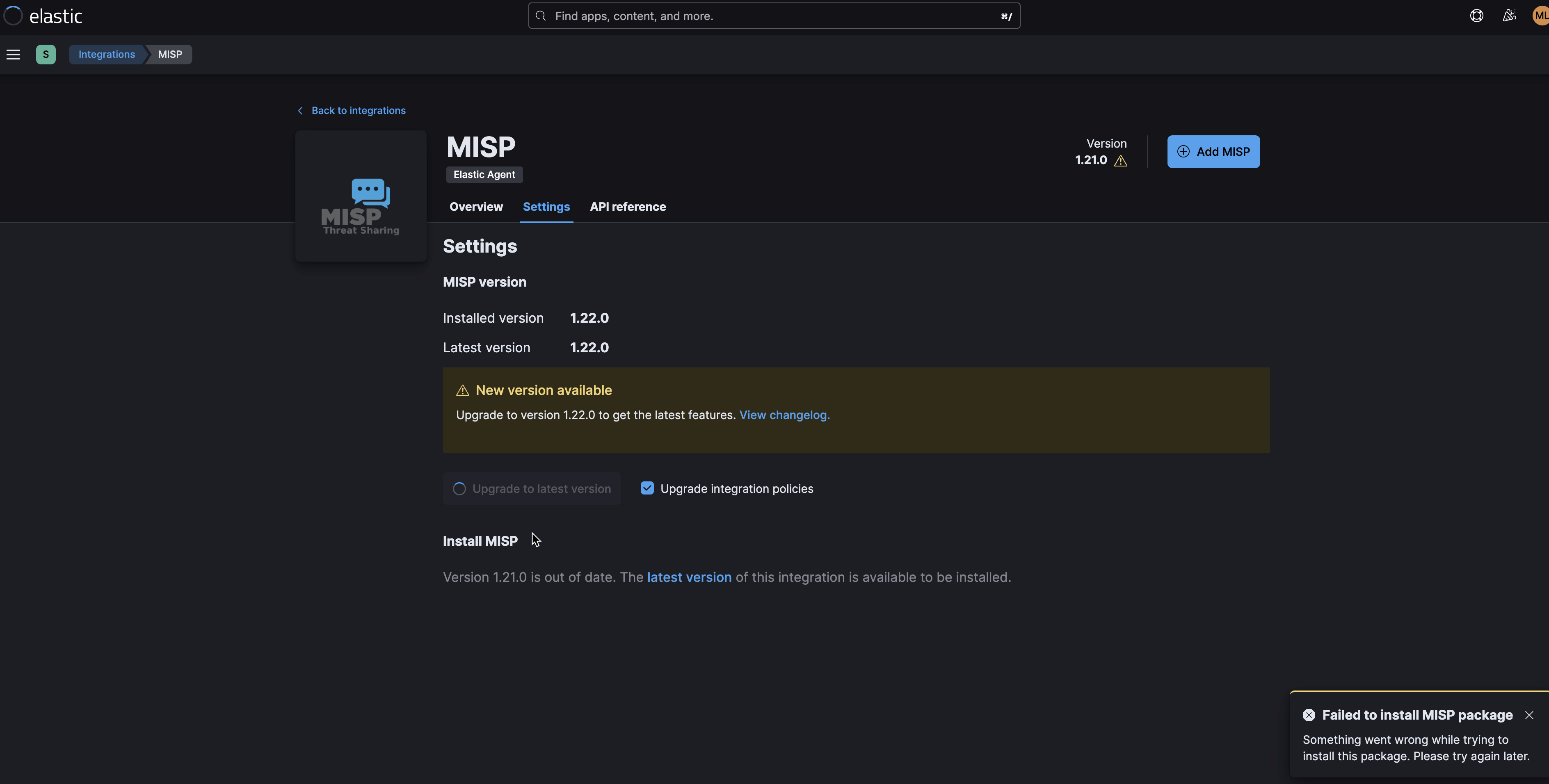 [Kibana] Upgrading Integrations leads to Saved object [tag/security-solution-default] conflict ...