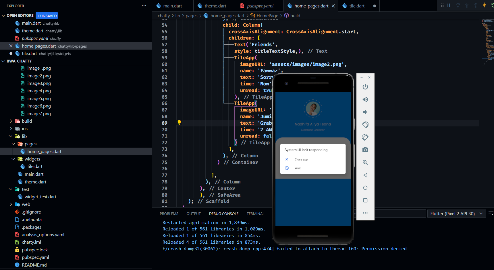 Restarted application in 2,823ms. F/crash_dump32(29454): crash_dump.cpp:474] failed to attach to ...