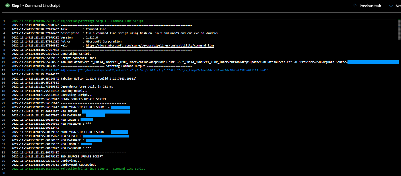 Azure DevOps : Successful Deployment but Release Pipeline in error · Issue #1054 · TabularEditor ...