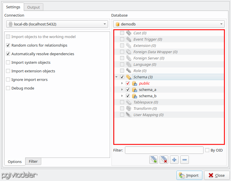 Ignore existing DB Schemas during Import/Diff · Issue #1566 · pgmodeler/pgmodeler · GitHub