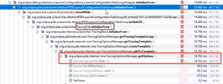 [Run configurations... dialog] Opening a product configuration takes too long (UI freeze ...