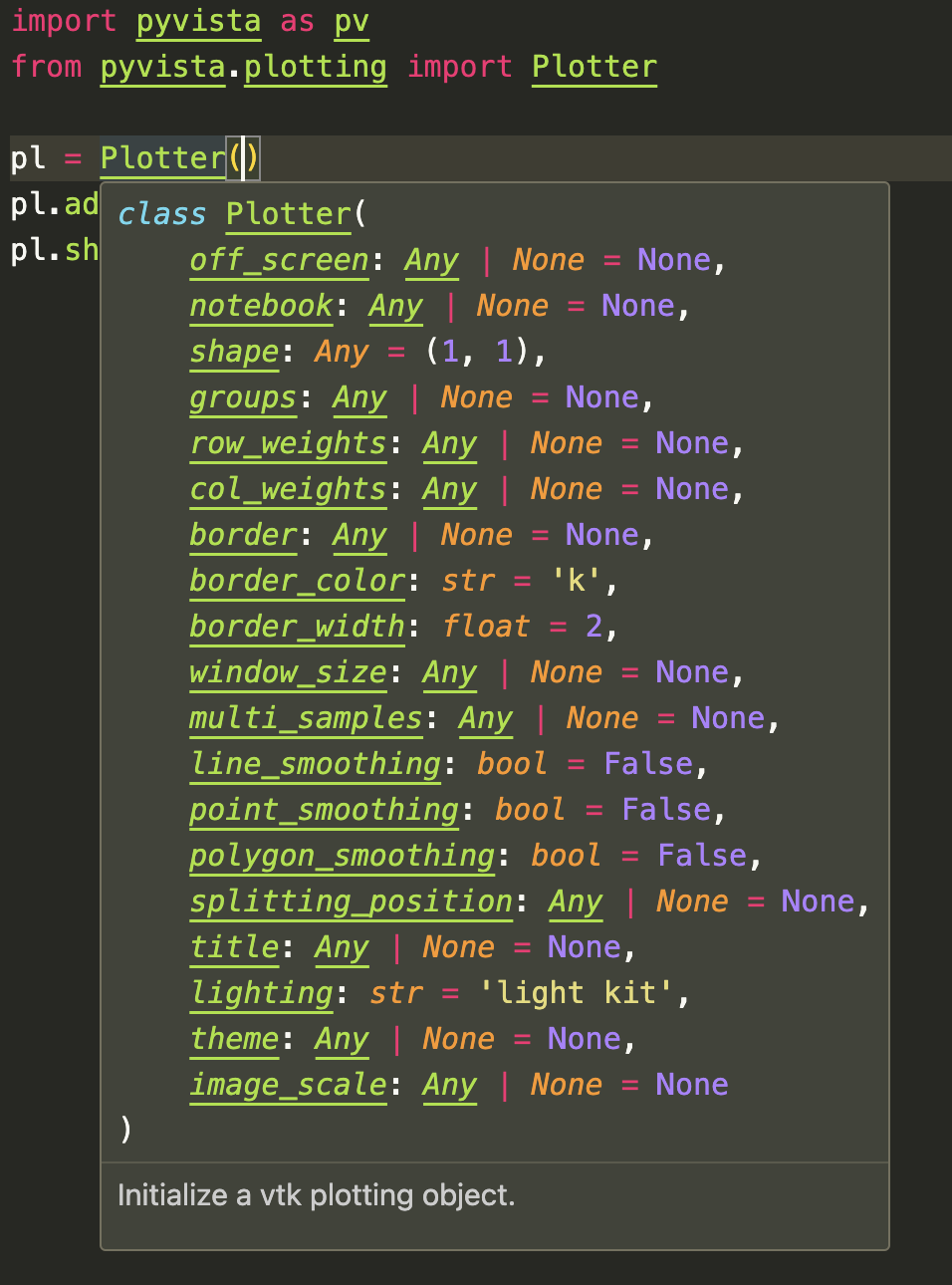 Vscode Shows The Wrong Docstring For Classes · Issue 5137 · Pyvista Pyvista · Github