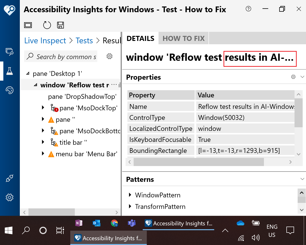 Wcag 21 Reflow Long Appelement Names In The Right Pane In Ui Automation Tree Vieware