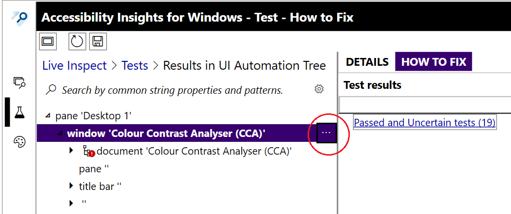Focus indicator on more options button in a selected tree item has ...