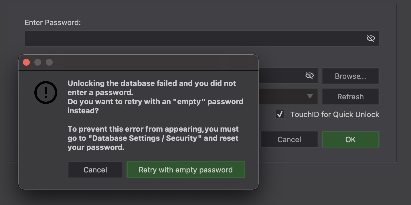 Unable to login using TouchID after unlocking mac · Issue #6903 · keepassxreboot/keepassxc · GitHub