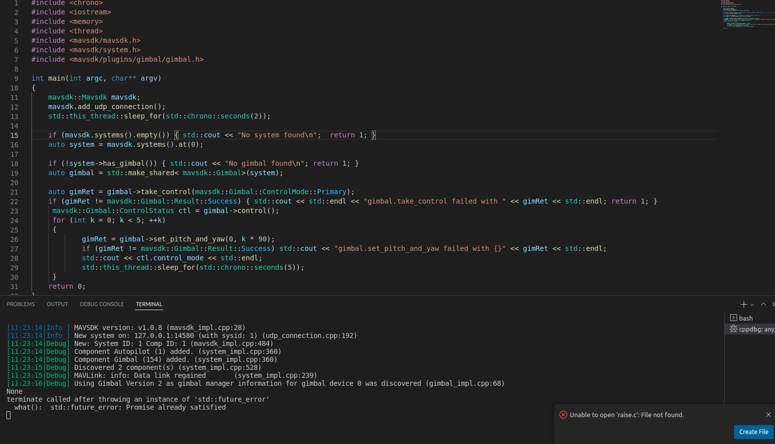 mavsdk::Gimbal::control() exception but mavsdk::Gimbal::subscribe_control() OK · Issue #1711 ...