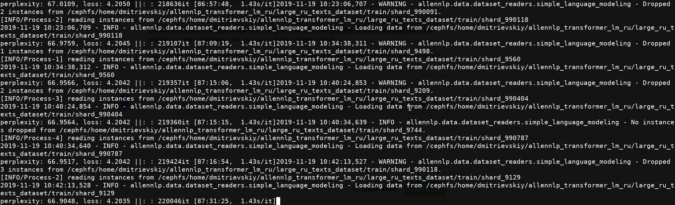 allennlp.common.checks.ConfigurationError: 'just_spaces not in acceptable choices for dataset ...