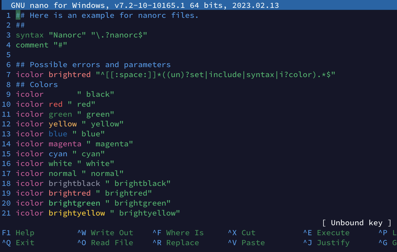 Arrow keys show `[ Unbound key ]` error · Issue #10 · okibcn/nano-for ...