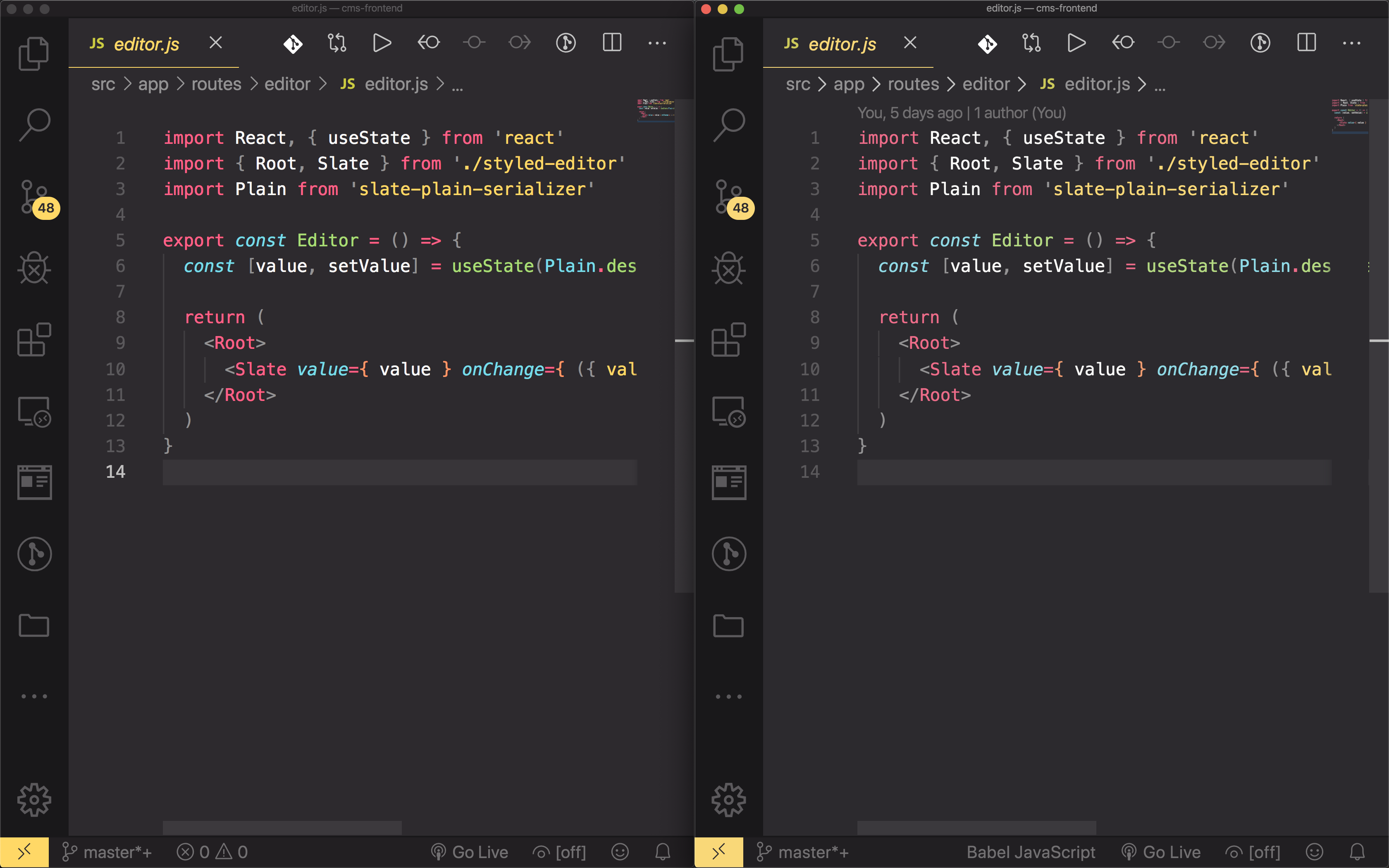Editor colors subtly washed out in Insiders build. · Issue #83306 · microsoft/vscode · GitHub