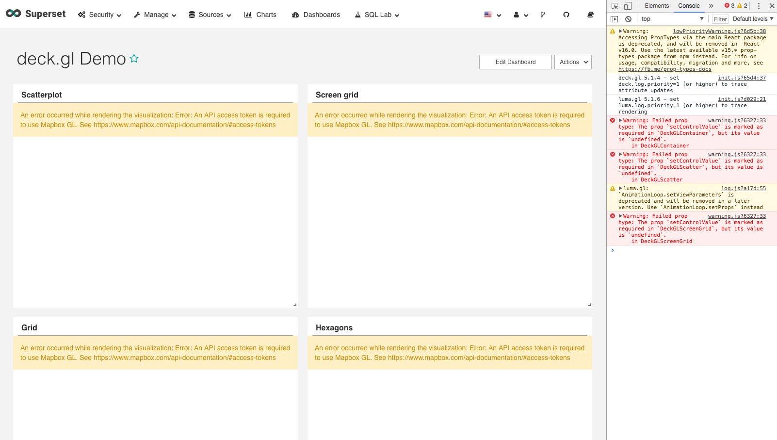 An error occurred while rendering the visualization: Error: An API access token is required to ...