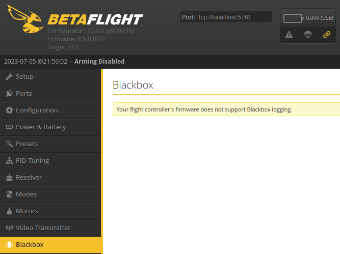 Blackbox functionality for SITL target · Issue #12942 · betaflight/betaflight · GitHub