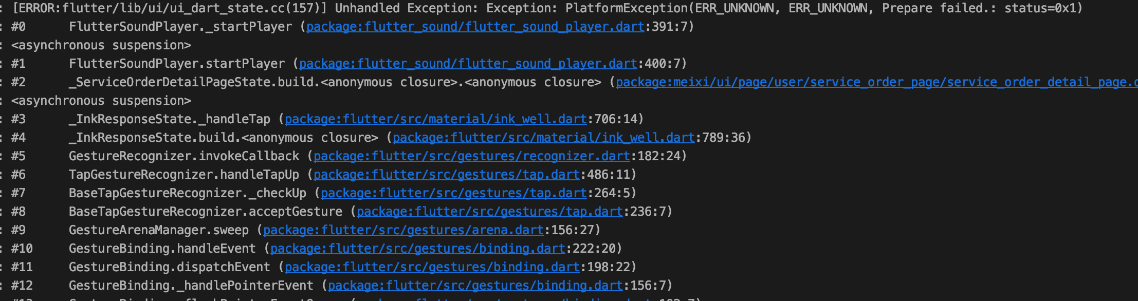 PlatformException(ERR_UNKNOWN, ERR_UNKNOWN, Prepare failed.: status=0x1) · Issue #280 ...