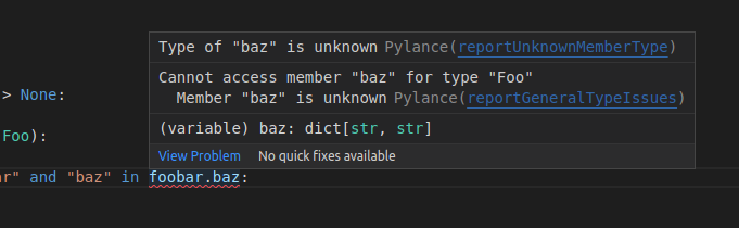 VS Code (incorrectly) reports errors that CLI pyright does not · Issue #2631 · microsoft/pyright ...