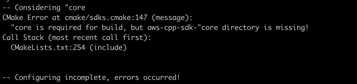 Symbol not found error while running my executable. Building sdk as ...