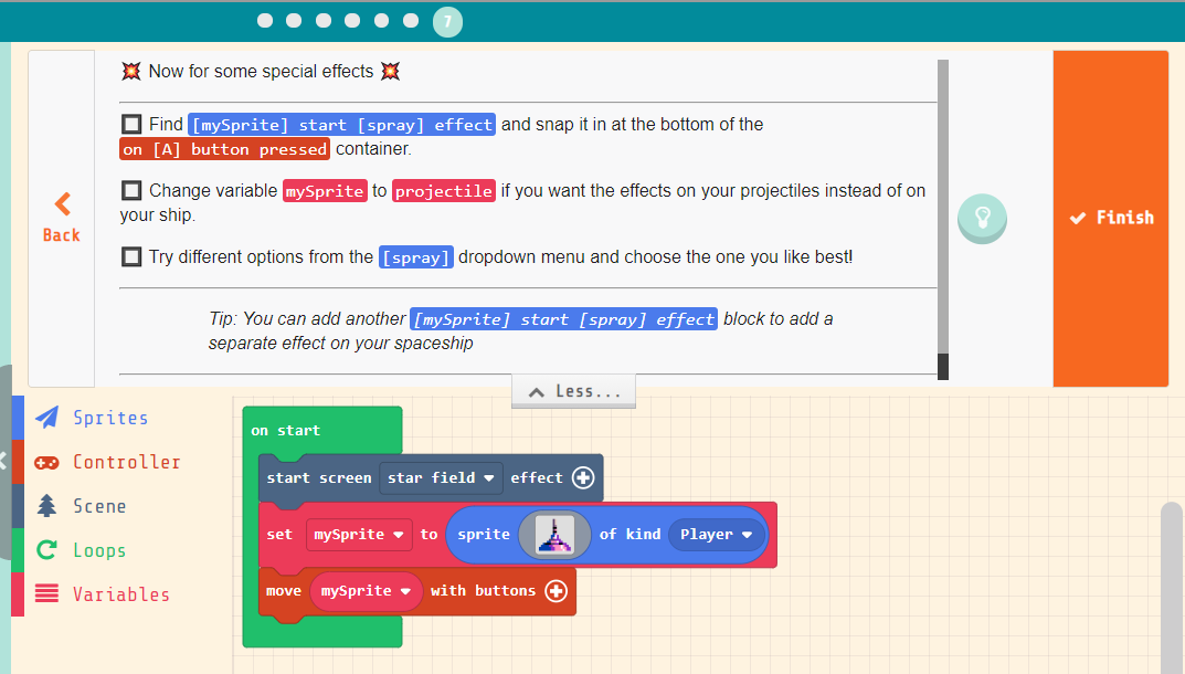 Space Explorer - Projectiles Tutorial · Issue #3274 · microsoft/pxt-arcade · GitHub