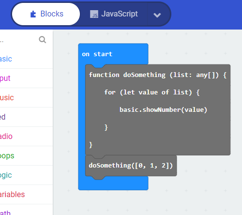 Functions with Array Parameter - doesn't like images · Issue #4241 · microsoft/pxt-microbit · GitHub