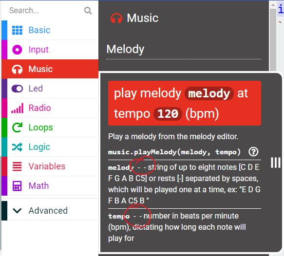 Two dashes in JS/PY Toolbox for Play Melody · Issue #4637 · microsoft/pxt-microbit · GitHub